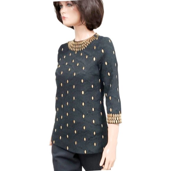 Michael Kors | Jackets & Coats | Michael Kors Black Gold Tunic Top ...